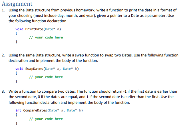 Solved The Date structure mentioned in the first part of | Chegg.com