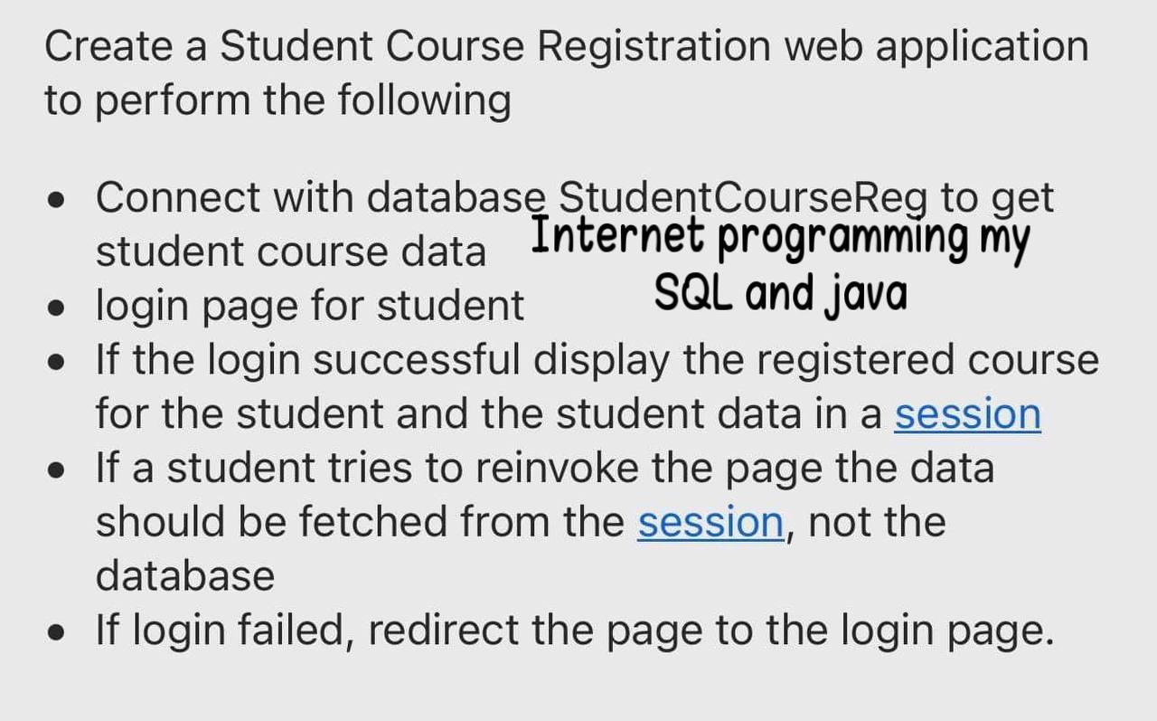 Solved Create a Student Course Registration web application | Chegg.com