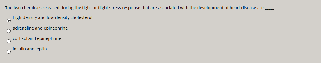 Solved The two chemicals released during the fight-or-flight | Chegg.com