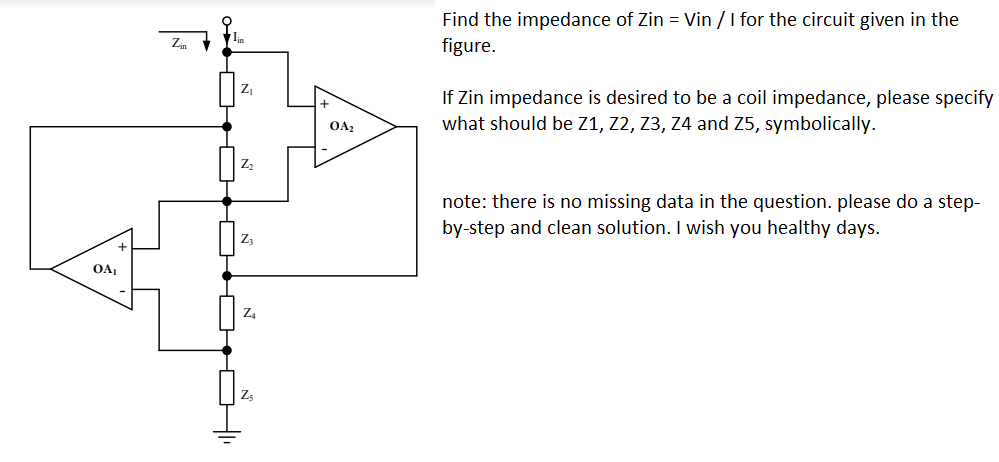 Solved Find the impedance of Zin = Vin / I for the circuit | Chegg.com