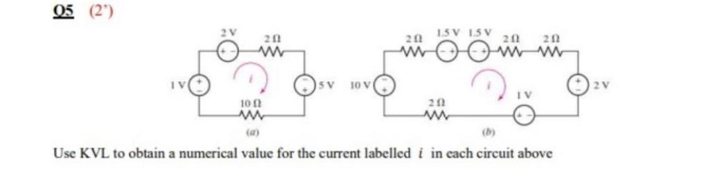 Solved Use KVL to obtain a numerical value for the current | Chegg.com