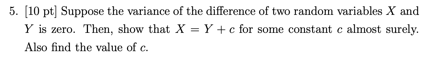 Solved Suppose the variance of the difference of two random | Chegg.com