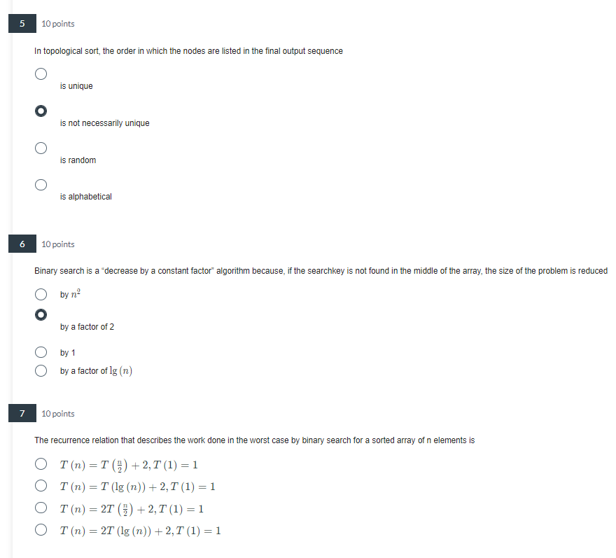 Solved In topological sort, the order in which the nodes are | Chegg.com