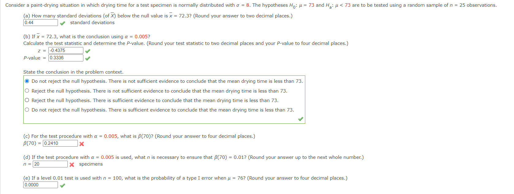 Solved (a) ﻿How many standard deviations (of x‾ ) ﻿below the | Chegg.com