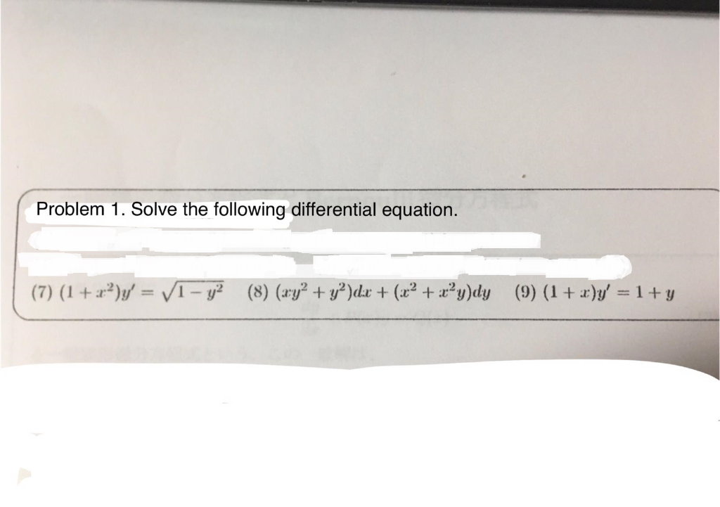 Solved Problem 1. Solve the following differential equation. | Chegg.com