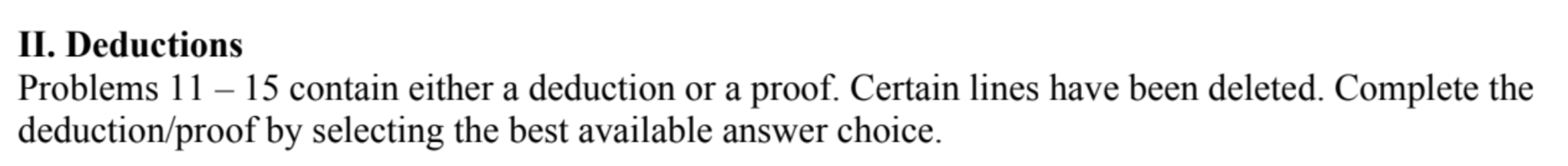 Solved II. Deductions Problems 11 - 15 contain either a | Chegg.com