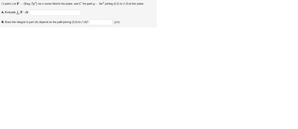 Solved 1 point) For each of the tollowing vector flelds F, | Chegg.com