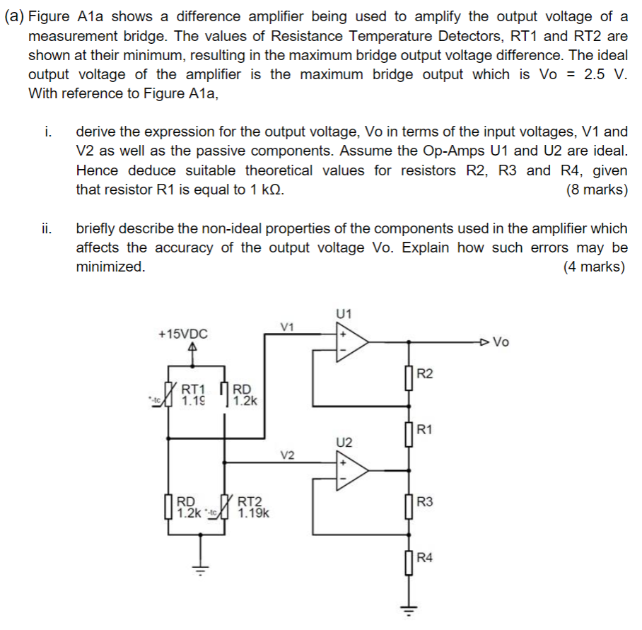 Solved (a) Figure A1a shows a difference amplifier being | Chegg.com