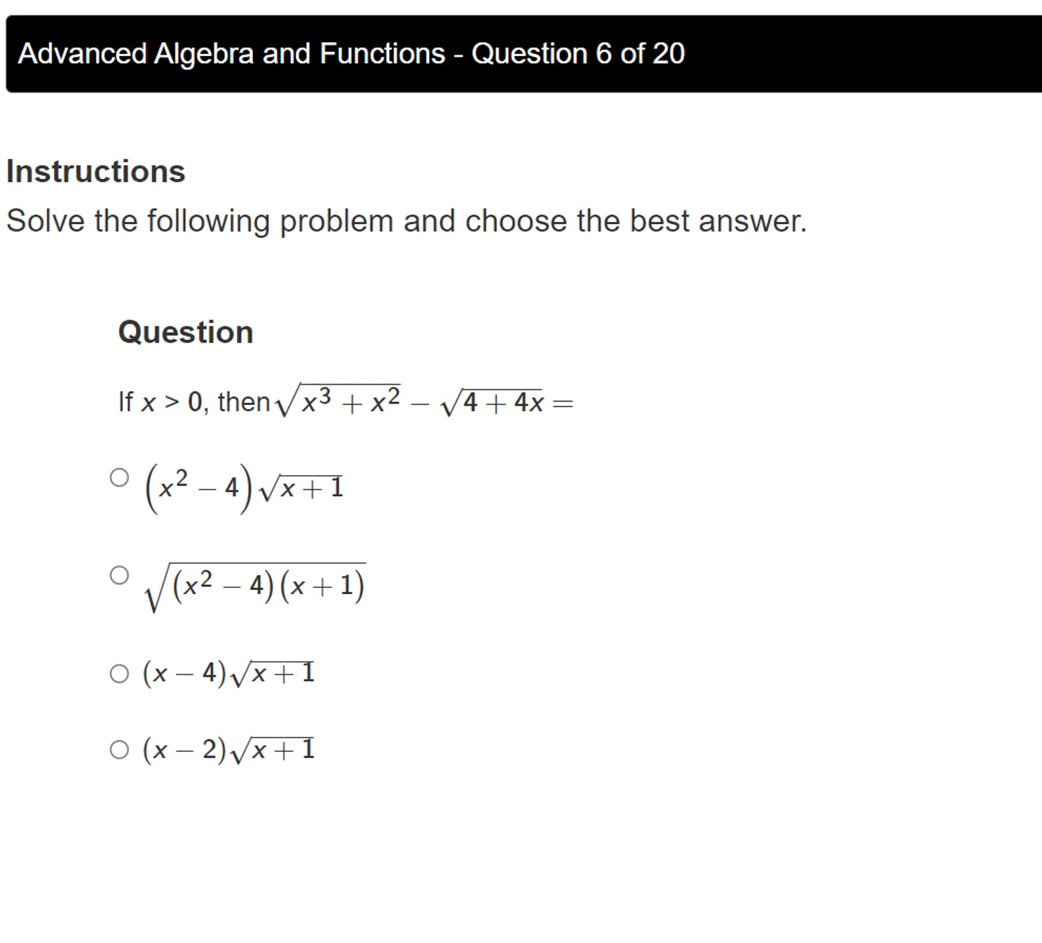 Solved InstructionsSolve the following problem and choose | Chegg.com