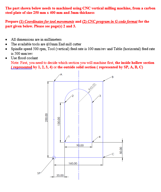 Solved The part shown below needs to machined using CNC | Chegg.com