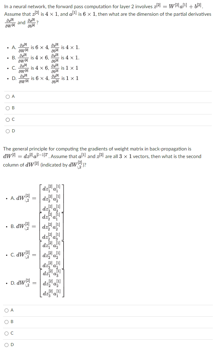 Solved In a neural network, the forward pass computation for | Chegg.com