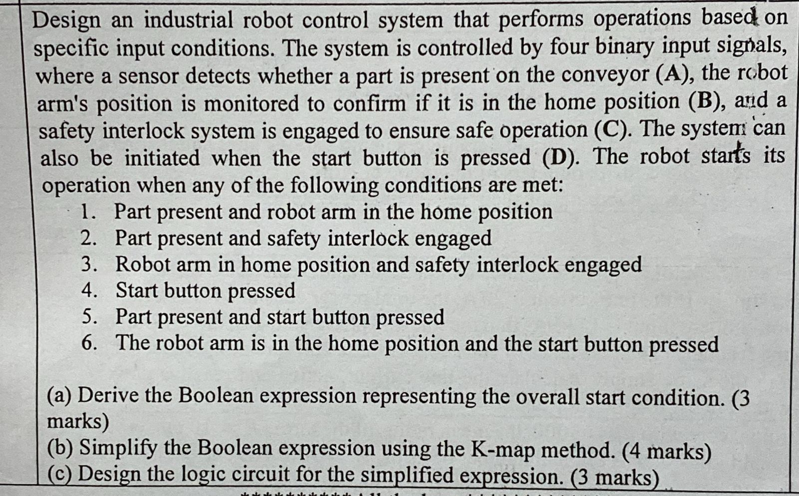 Solved Design an industrial robot control system that | Chegg.com