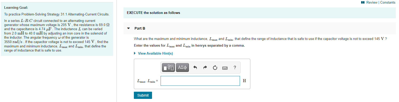 Solved Review Constants EXECUTE the solution as follows | Chegg.com