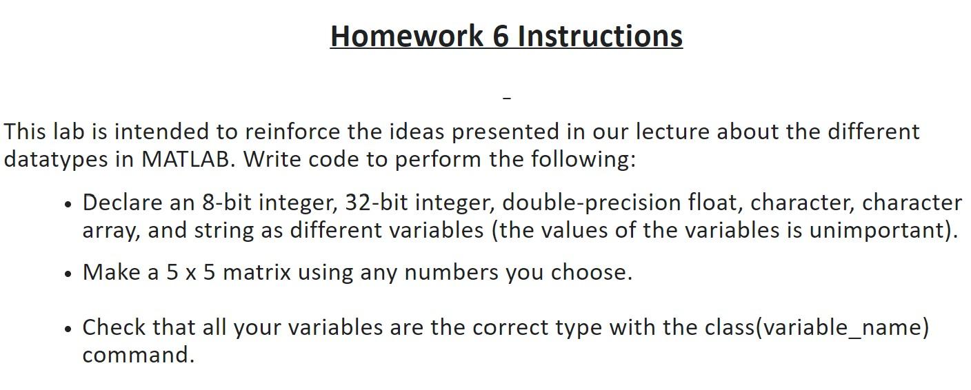 Solved Homework 6 Instructions This lab is intended to | Chegg.com