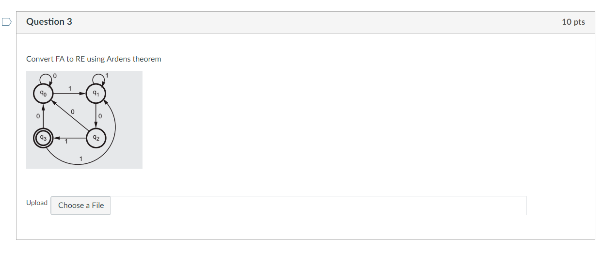 Solved Question 3 10 Pts Convert Fa To Re Using Ardens