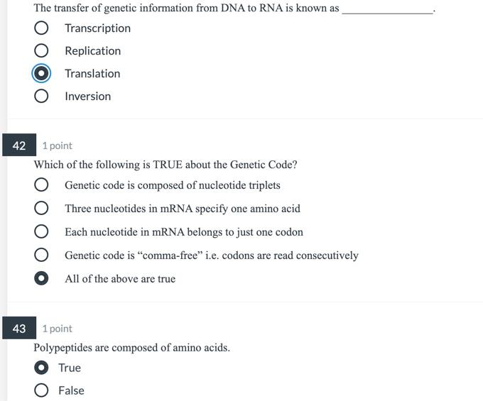 Solved The transfer of genetic information from DNA to RNA | Chegg.com