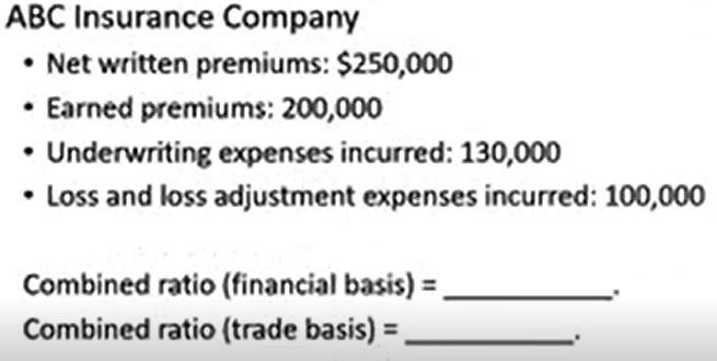 Solved ABC Insurance Company • Net written premiums: | Chegg.com