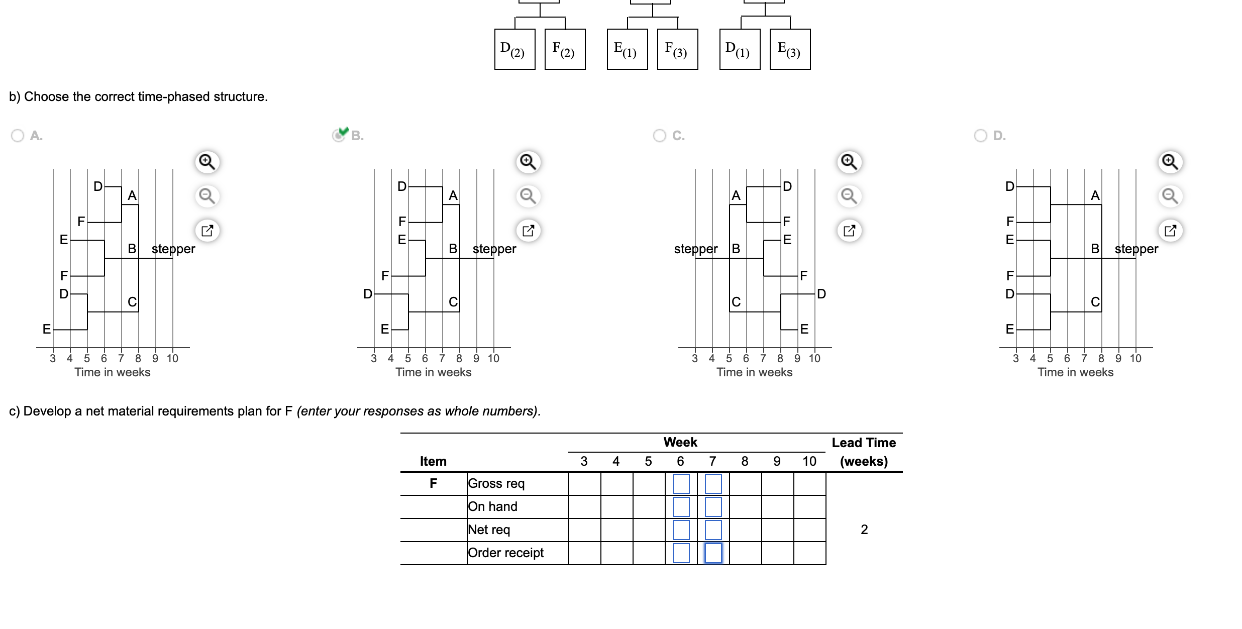 Solved More Infob) Choose the correct time-phased structure. | Chegg.com
