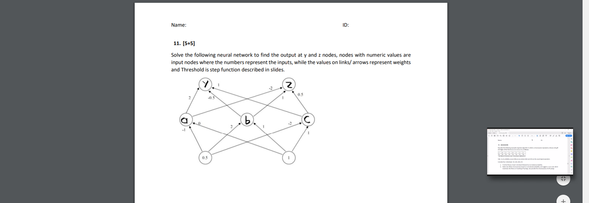 Solved Name: ID: 11. (5+5] Solve the following neural | Chegg.com