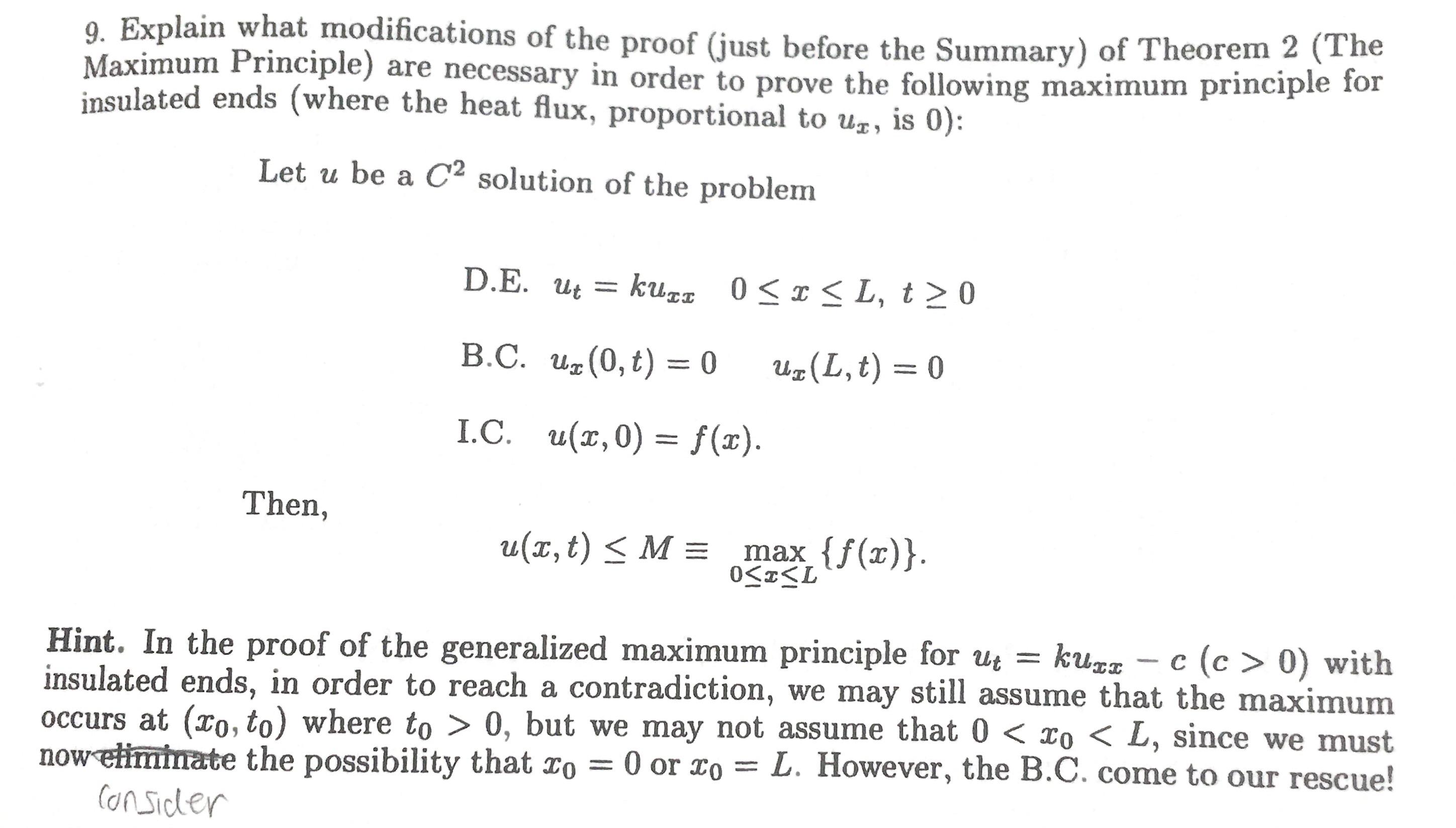 Solved 10. From the maximum principle in Problem 9, deduce | Chegg.com