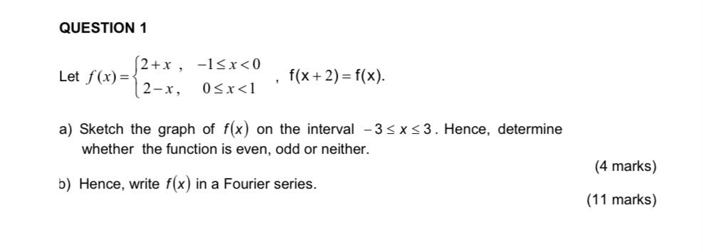 Solved QUESTION 1 Let f(x)= 12+x, -1 | Chegg.com