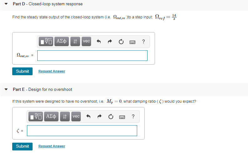Solved 2nd Order System Response 4 of 4 For the closed-loop | Chegg.com