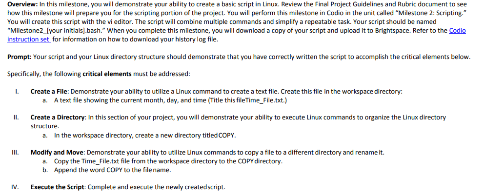 Solved Overview: In this milestone, you will demonstrate | Chegg.com