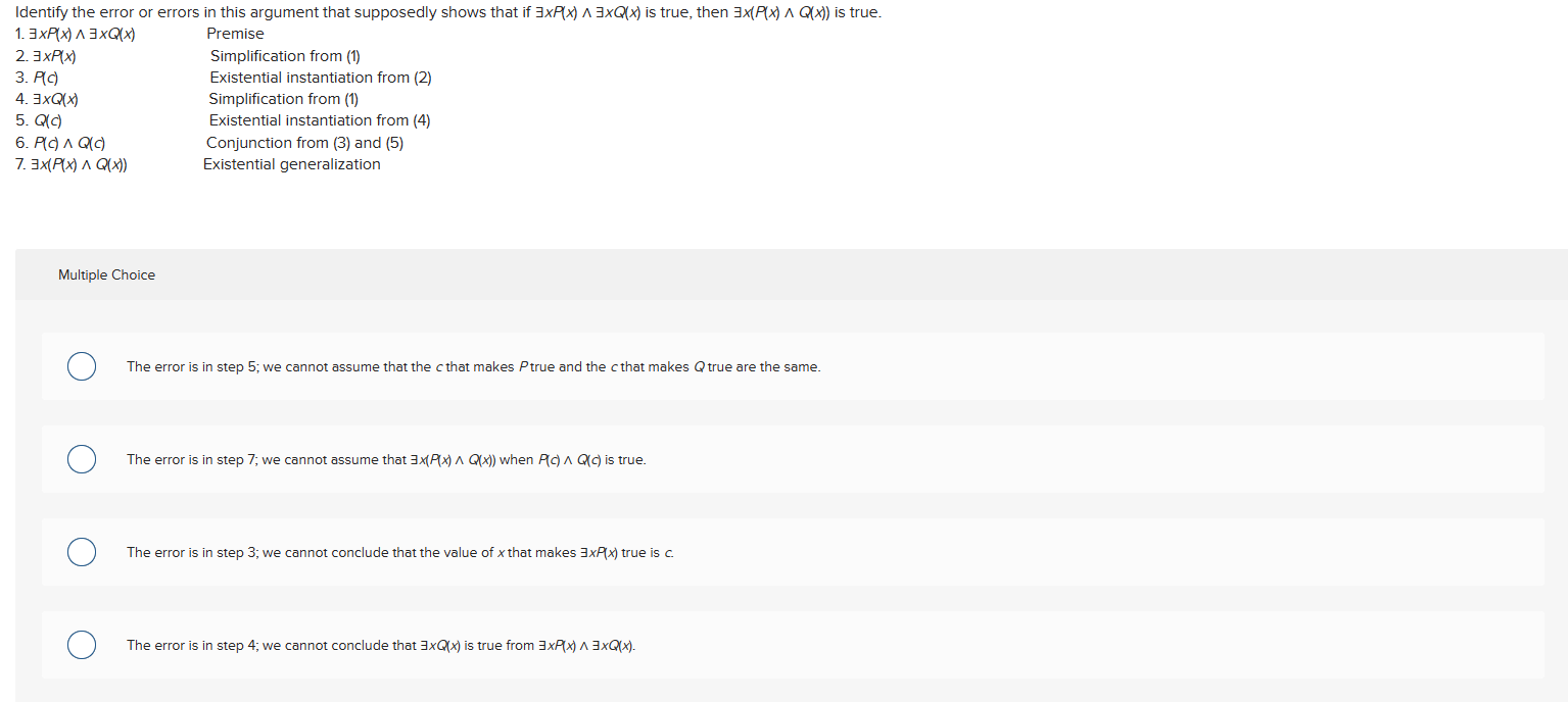 Solved Identify The Error Or Errors In This Argument That 