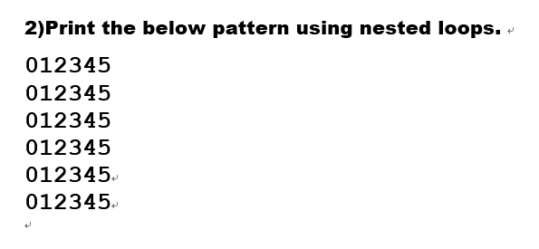 Solved 2)Print the below pattern using nested loops. - | Chegg.com