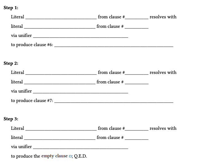 Question 4: Resolution Theorem Proving Given the | Chegg.com