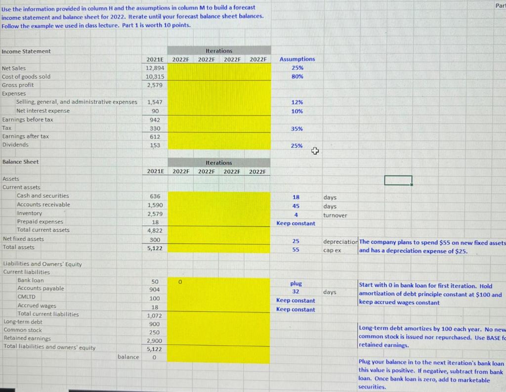 Use the information provided in column H and the | Chegg.com