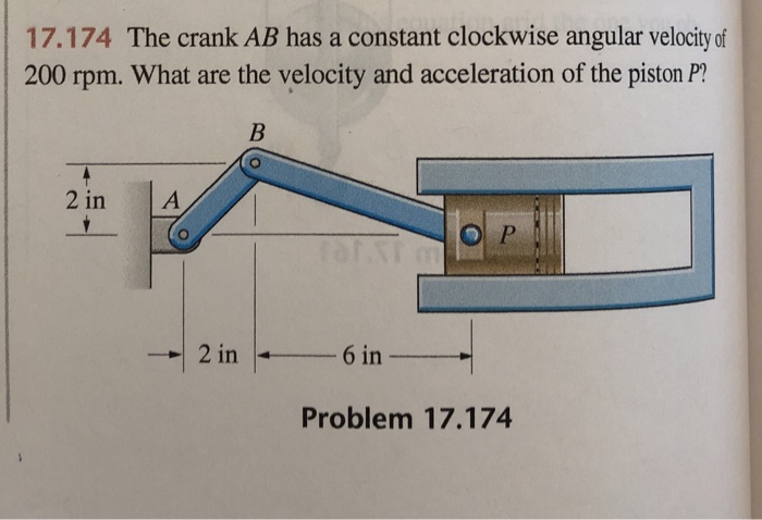 Solved 17.174 The crank AB has a constant clockwise angular | Chegg.com