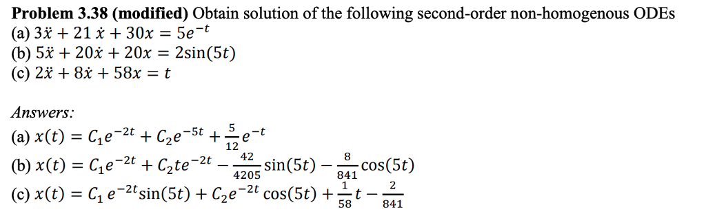 Solved Problem 3.38 (modified) Obtain solution of the | Chegg.com