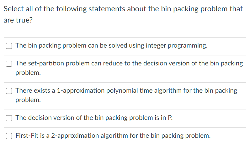 Solved Select all of the following statements about the bin | Chegg.com