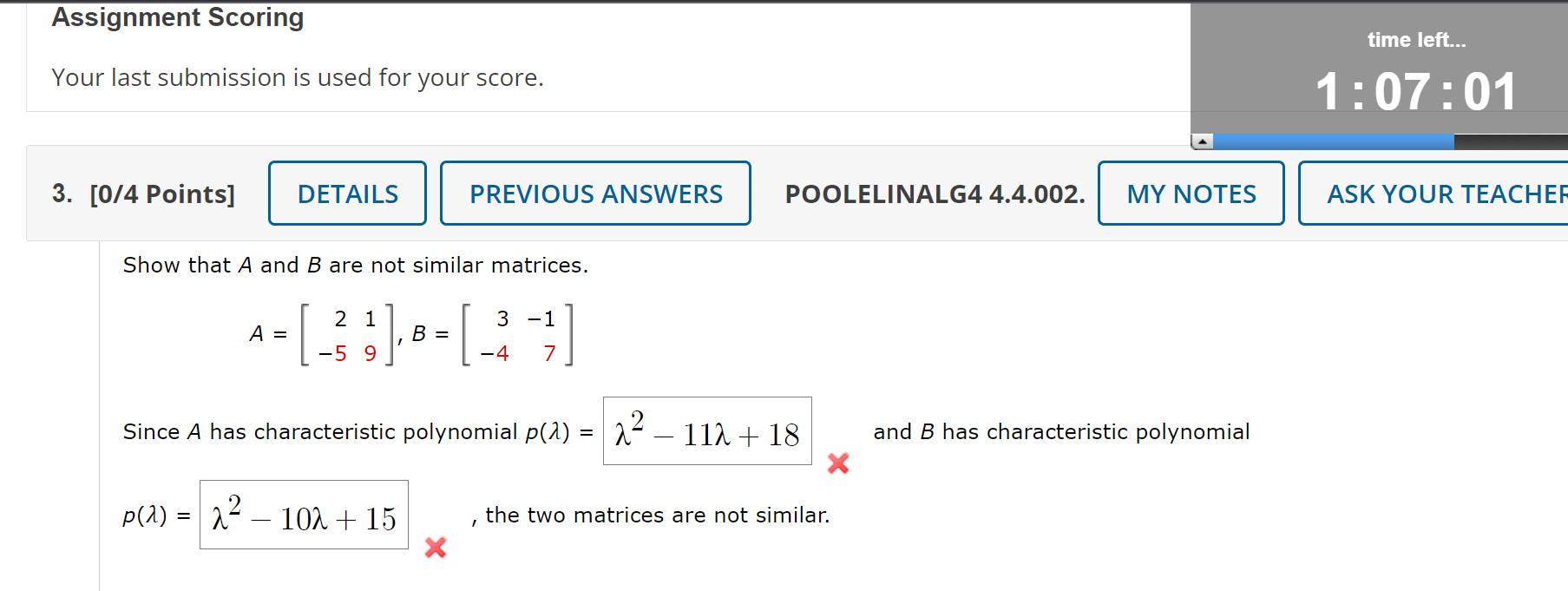 Solved Assignment Scoring Your last submission is used for | Chegg.com