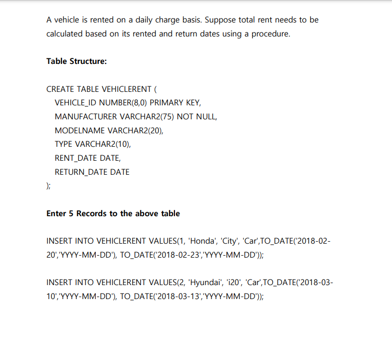 Solved A vehicle is rented on a daily charge basis. Suppose | Chegg.com
