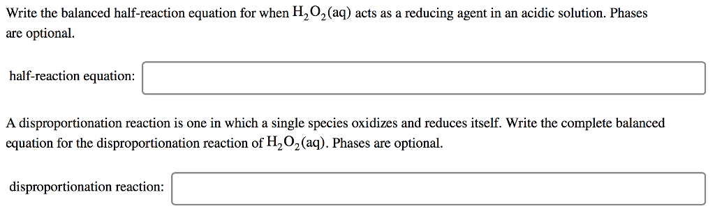 Solved Hydrogen peroxide can act as either an oxidizing | Chegg.com