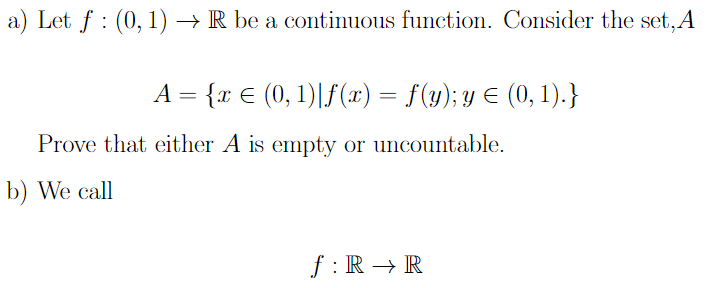 Solved A Let F 0 1 →r Be A Continuous Function Consider