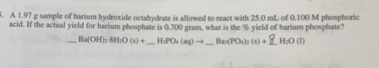 Solved A 1.97 g sample of barium hydroxide octahydrate is | Chegg.com