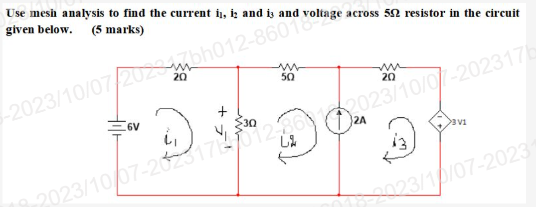 Solved Use mesh analysis to find the current i1,i2 and i3 | Chegg.com