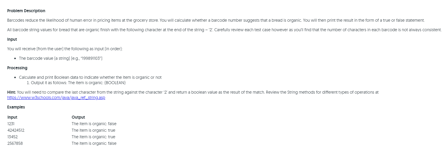 Solved Problem Description Barcodes reduce the likelihood of | Chegg.com