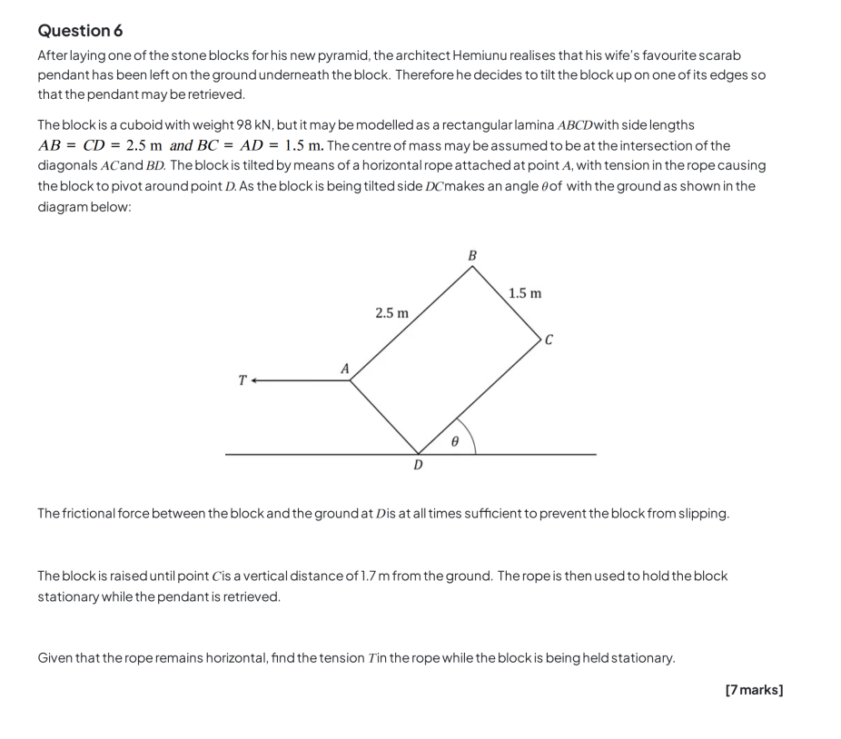 Solved Question 6After laying one of the stone blocks for | Chegg.com