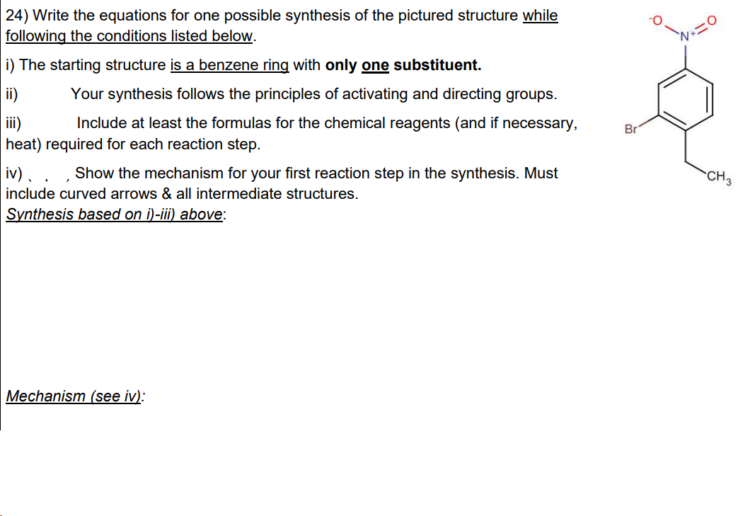Solved 24) Write the equations for one possible synthesis of | Chegg.com