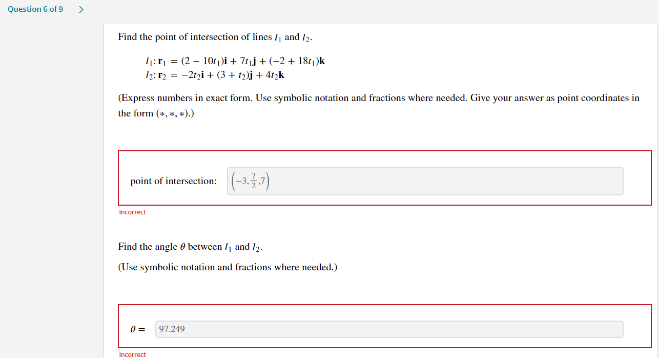 Solved Find the point of intersection of lines l1 and l2. | Chegg.com