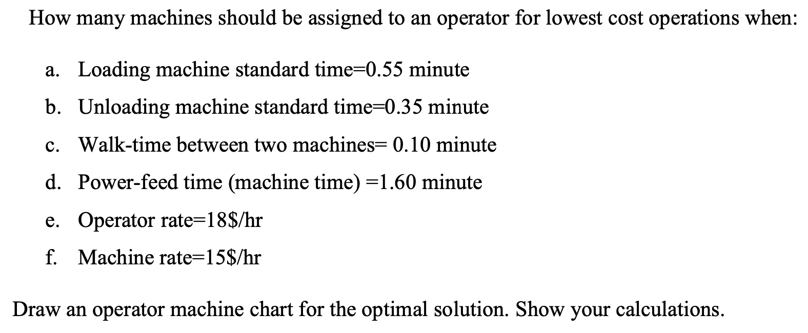 Solved How many machines should be assigned to an operator | Chegg.com