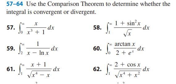 Solved 57-64 Use the Comparison Theorem to determine whether | Chegg.com