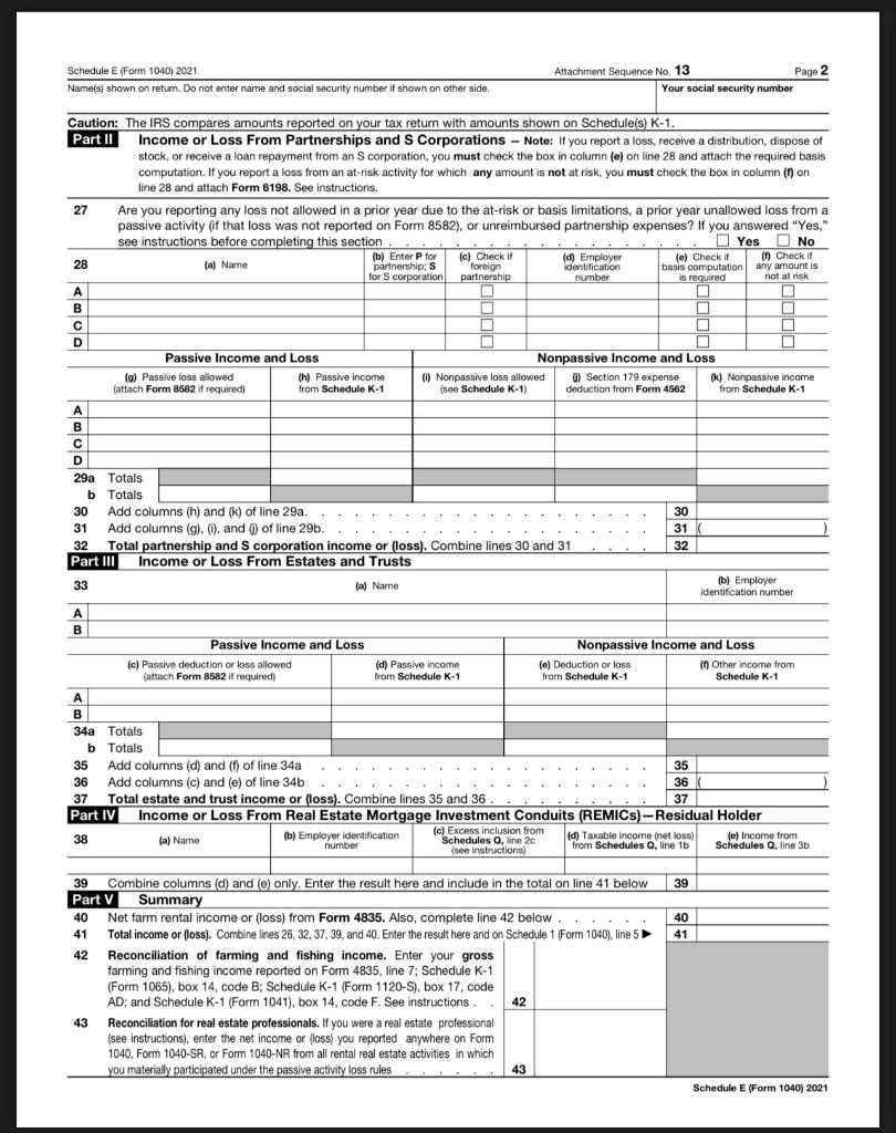 Solved Read the problem below. Prepare a Schedule E Page 1 | Chegg.com