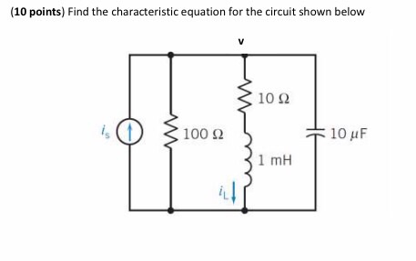 Solved Find the characteristic equation for the circuit | Chegg.com