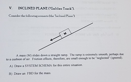 Solved V. INCLINED PLANE ('Galileo Track Consider the | Chegg.com