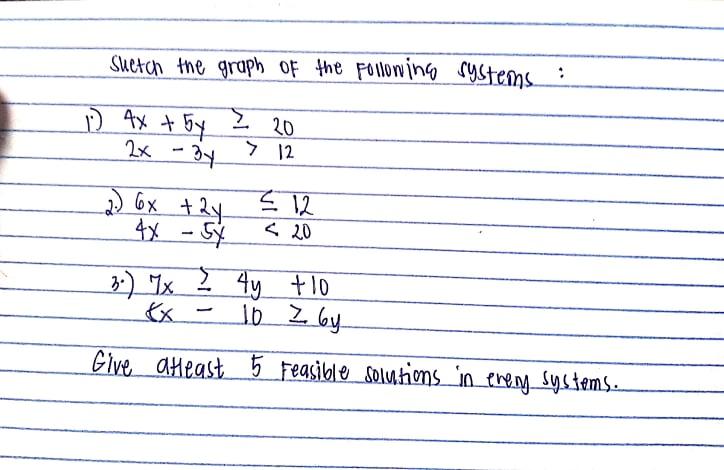 Solved shetch the graph of the following systems . 1) 4x + | Chegg.com